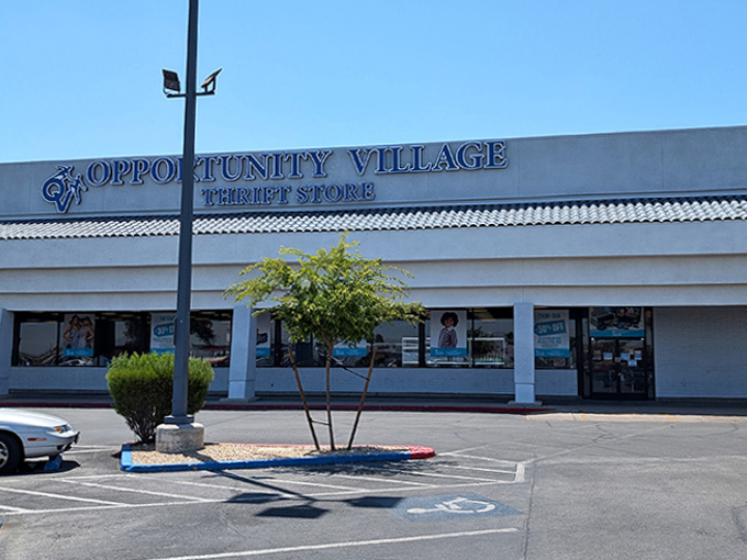 Opportunity Village's blue sign beckons like a treasure map &ndash; where bargain hunters strike gold and wallets breathe sighs of relief.