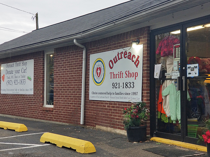 The unassuming brick exterior of Outreach Thrift Shop hides a wonderland of bargains waiting to be discovered.