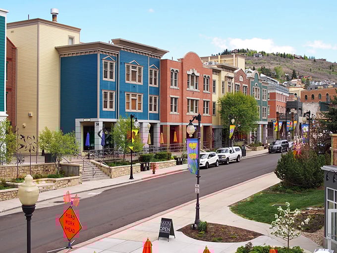 Park City's colorful Main Street buildings stand like a rainbow that decided to become architecture.