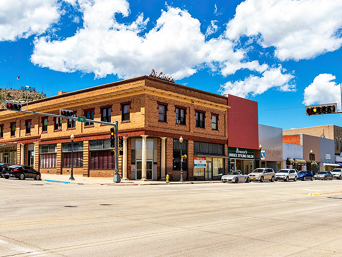 Historic downtown Raton stands proud against New Mexico's blue sky, where brick buildings tell stories older than most of the town's gossip.