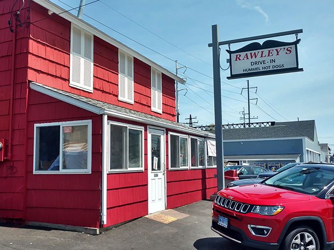 That red building isn't just charming—it's a Connecticut hot dog time capsule worth discovering.