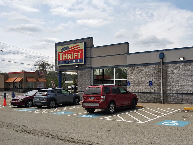 That familiar red, white and blue sign promises treasure hunting adventures inside this Pittsburgh thrift paradise.