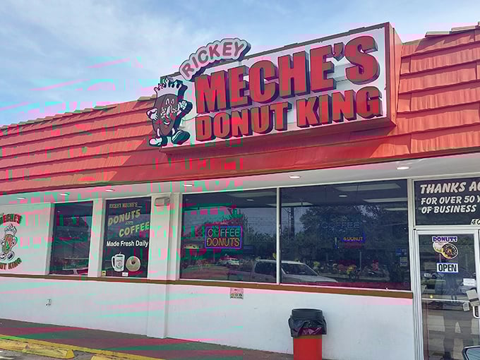 The iconic red roof of Rickey Meche's Donut King beckons like a lighthouse for the sweet-toothed. Resistance is futile when that cartoon king is smiling down at you!