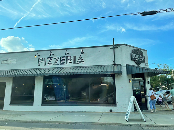 The unassuming white brick exterior of Rocca Pizzeria hides a world of flavor inside. Sometimes the best treasures come in simple packages.