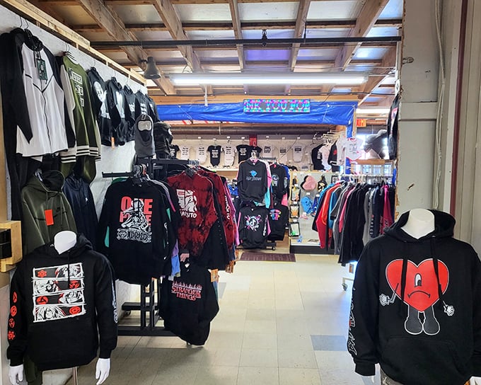 Retail therapy meets treasure hunting in this colorful maze of graphic tees and trendy finds.