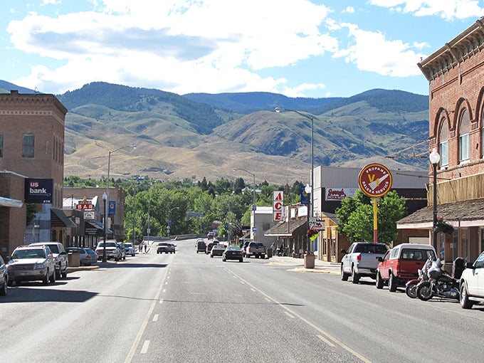 Downtown Salmon welcomes you with brick buildings and mountain views that could make a postcard jealous.