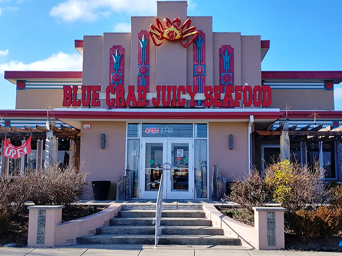 The giant red crab on the roof isn't being subtle &ndash; Snow Crab Juicy Seafood wants you to know exactly what you're in for!