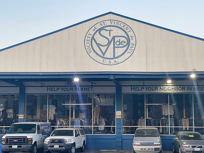 Look at that blue warehouse of wonders - it's like Costco had a baby with your favorite vintage shop.