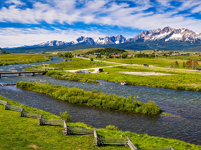Stanley's Sawtooth Mountains rise like nature's own cathedral, making every family photo look like a postcard.