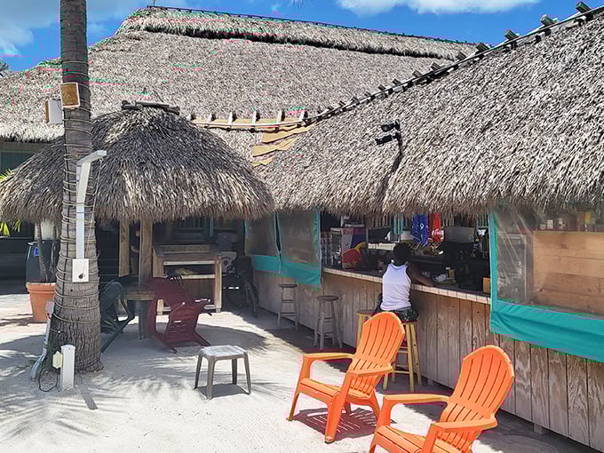 Thatched tiki huts and orange Adirondack chairs &ndash; Sunset Grille's recipe for turning ordinary beach days into paradise found.