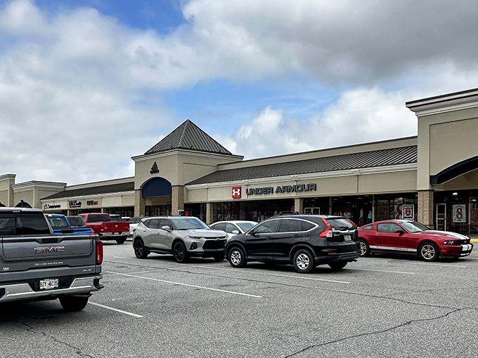 Look at that parking lot - it's like a United Nations of SUVs, all gathered for retail diplomacy.