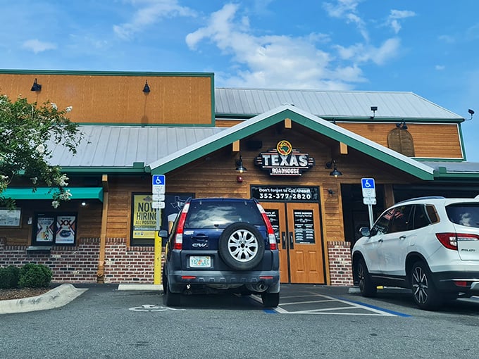 That rustic wood and brick combo says "we're serious about steak" louder than any fancy sign ever could.