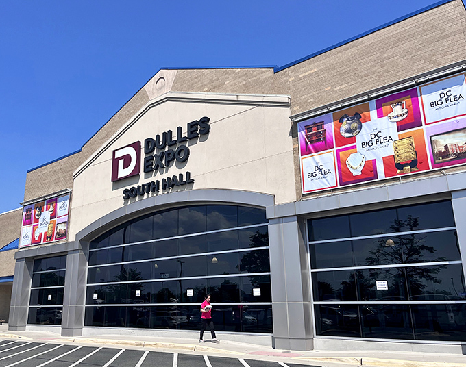 The grand entrance to Dulles Expo Center's Big Flea - where treasure hunting gets the climate-controlled treatment!