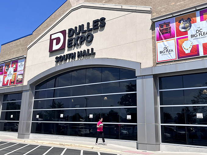 The imposing entrance to Dulles Expo Center's Big Flea Market&mdash;where treasure hunting gets the VIP treatment!