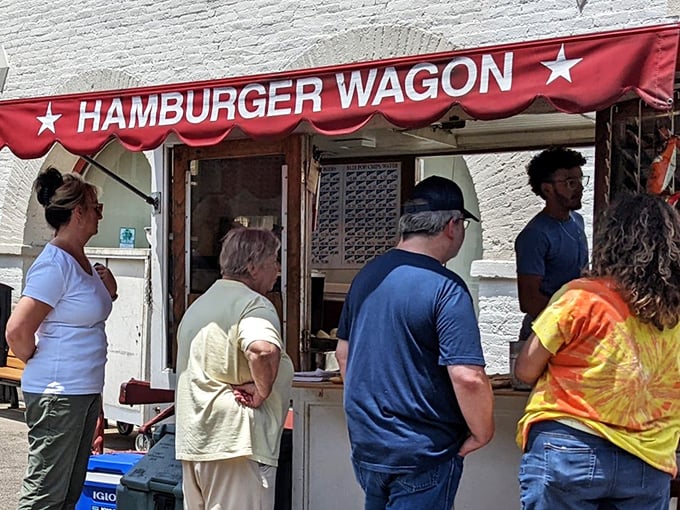 Sometimes the best treasures come in the smallest packages - this red wagon serves burger magic daily.