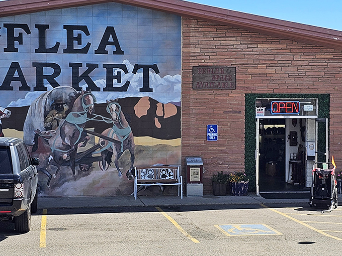 That mural hits you like a Saturday morning cartoon&mdash;horses charging through your childhood memories in living color.