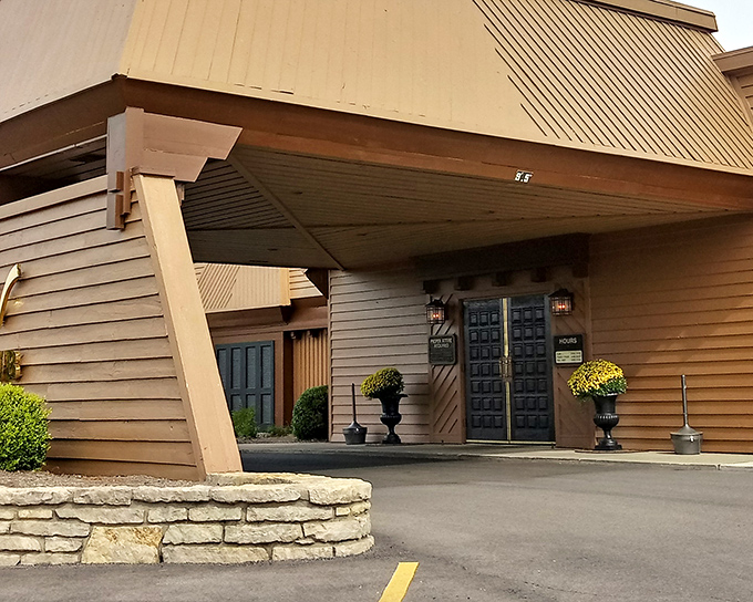 The Paragon's entrance beckons with those distinctive blue doors. Like finding the secret passage to comfort food paradise!