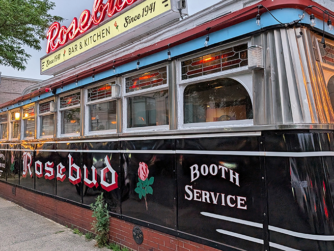 This chrome beauty gleams like a vintage Airstream, promising breakfast adventures inside its polished walls.