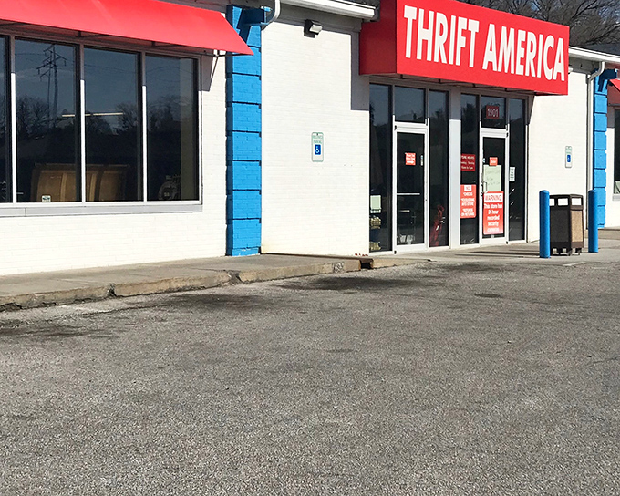That classic red and blue storefront promises treasure hunting adventures that won't empty your wallet completely.