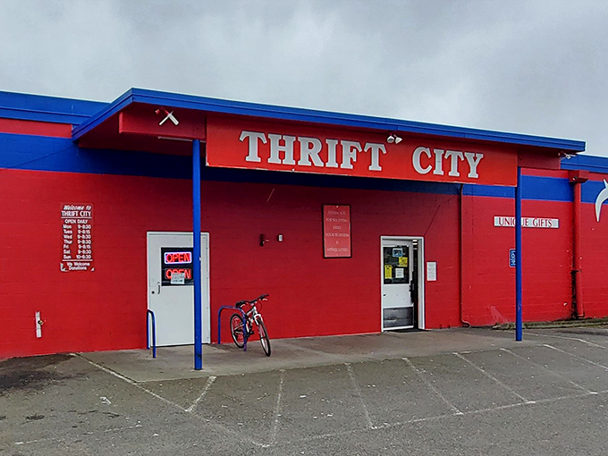 That bold red exterior isn't just for show - it's practically screaming "treasures inside!"