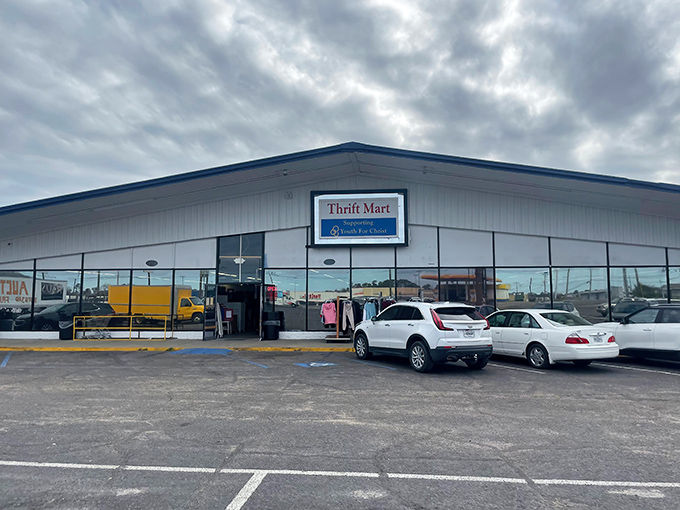 The unassuming exterior of Thrift Mart hides a treasure trove within. Like finding the perfect diner on a road trip&mdash;unremarkable outside, unforgettable inside.