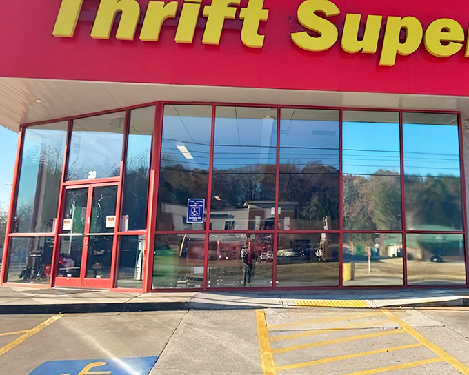 That bright red storefront isn't just eye-catching &ndash; it's practically shouting "treasures inside!"