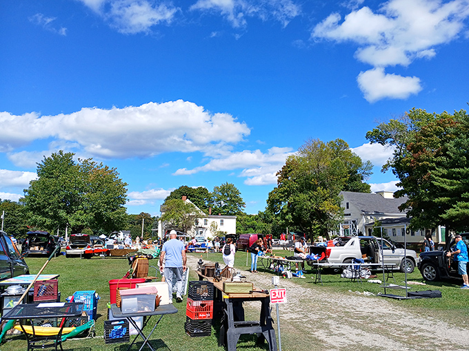 Sunday morning magic at Todd Farm, where treasures spread across the lawn like a Norman Rockwell yard sale.