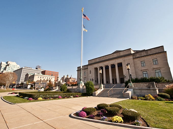 Under a brilliant blue sky, Trenton&rsquo;s stately government building stands tall&mdash;a proud symbol of New Jersey&rsquo;s historic capital.