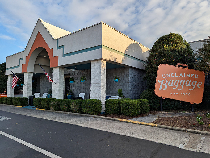 That colorful storefront practically winks at you - Unclaimed Baggage turns travel mishaps into treasure hunting gold.
