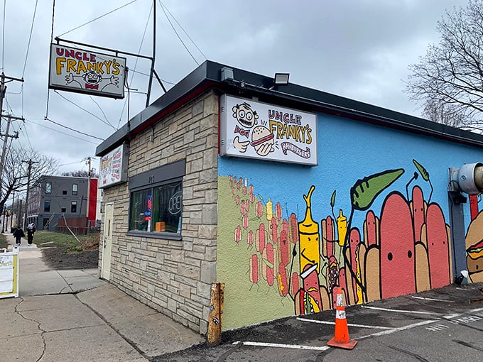 Uncle Franky's colorful exterior is like a cartoon come to life &ndash; a tiny hot dog kingdom where flavor rules and calories don't count.