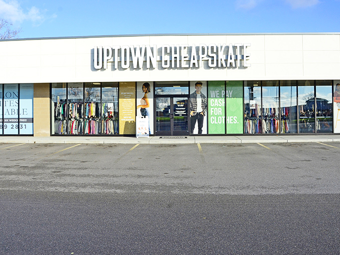 Look at that storefront - Uptown Cheapskate knows how to make secondhand shopping feel like a boutique experience. 