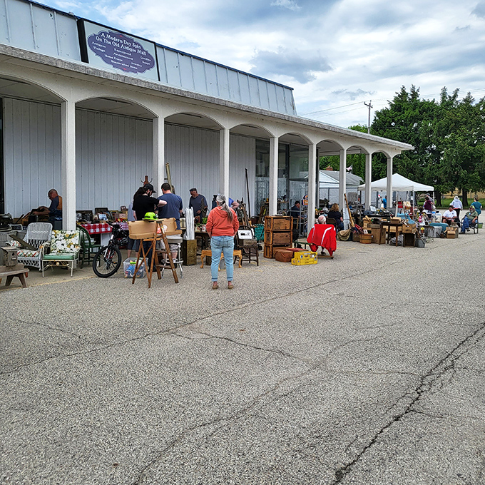 Look at this outdoor treasure paradise - where every table holds decades of Wisconsin memories waiting for new homes.