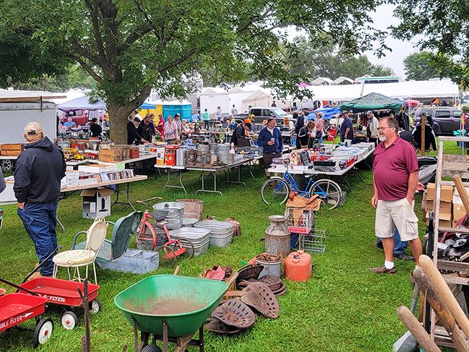 Tables sprawl across green grass like an outdoor treasure museum where yesterday's memories become today's perfect finds.