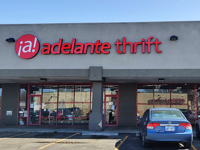 A thrifter's paradise with that unmistakable red storefront. Like finding the ruby slippers in Kansas!