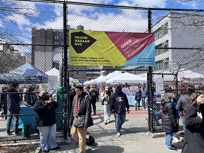 The Grand Bazaar banner says it all: this is where New York's oldest shopping tradition meets modern bargain hunting.
