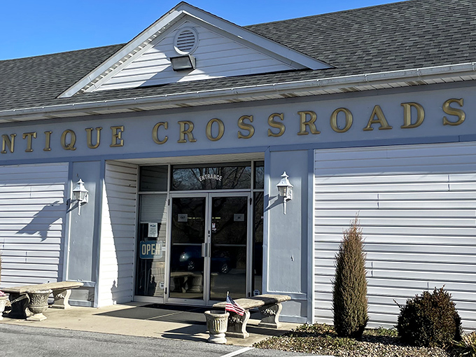 Clean lines and classic appeal make this antique destination look as timeless as its contents inside. 