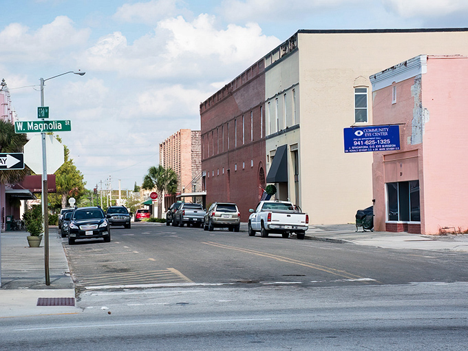 Small-town streets where the biggest rush hour involves three cars and a friendly wave from every driver.