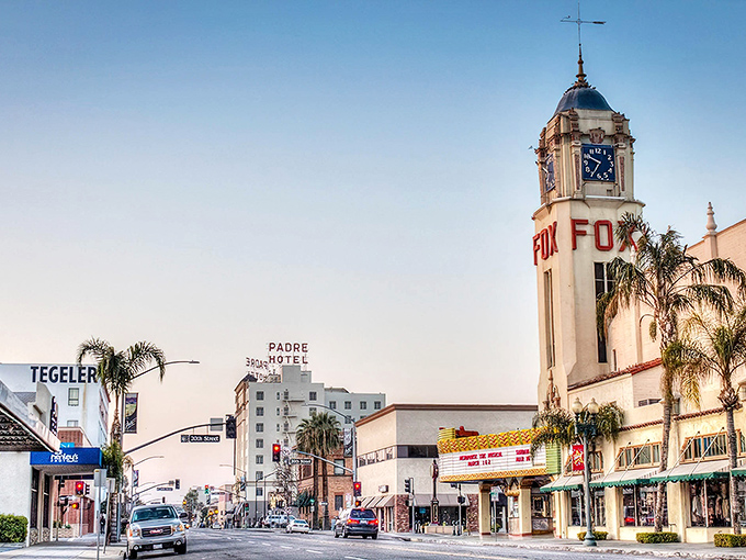 Bakersfield's historic downtown, where the Fox Theater's art deco charm meets palm trees and sunshine without the coastal price tag.