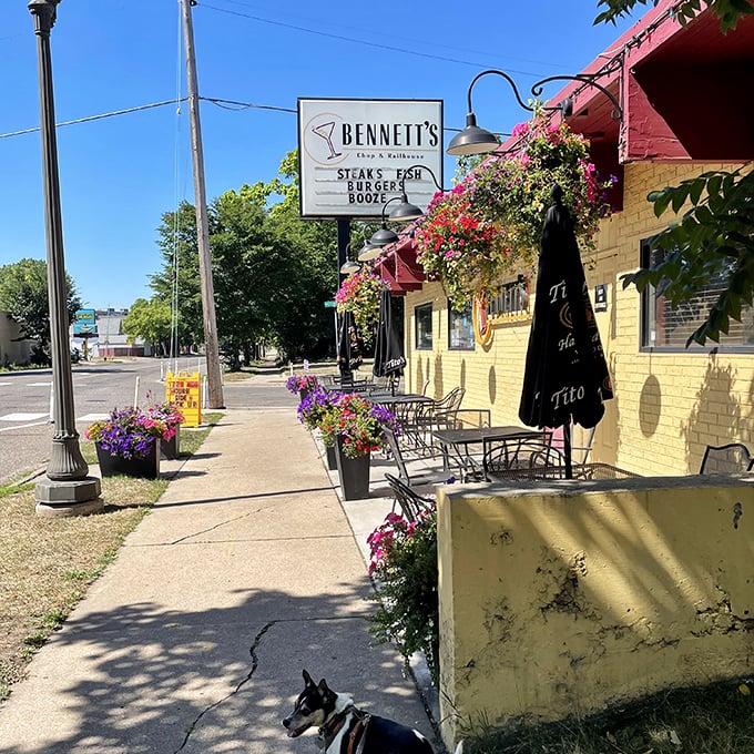 Those colorful flower baskets aren't just for show &ndash; they're Bennett's subtle way of saying "Yes, we're approachable AND we know our steaks!"