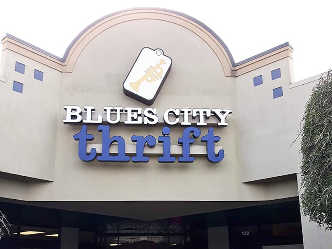 Blues City Thrift's welcoming entrance beckons bargain hunters with promises of incredible finds and unbeatable prices.