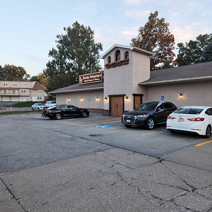Twilight at Brother Sebastian's—where the parking lot fills with pilgrims seeking salvation in the form of perfectly aged Nebraska beef.