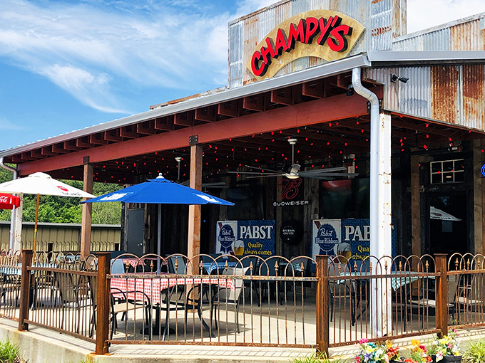 That red "Champy's" sign might as well say "Abandon diets, all ye who enter here" &ndash; fried chicken paradise awaits!