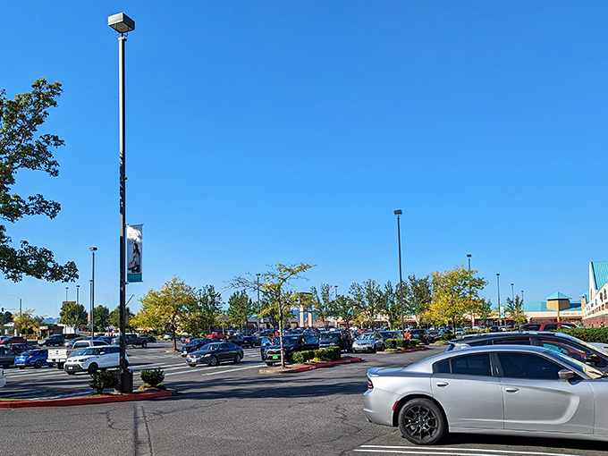Shopper's heaven with mountain-fresh air. The spacious parking lot promises easy access to those sweet, sweet deals at Columbia Gorge Outlets.
