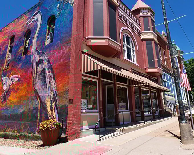 Vibrant murals bring Corning's historic brick buildings to life &ndash; small-town charm with an artistic heartbeat.