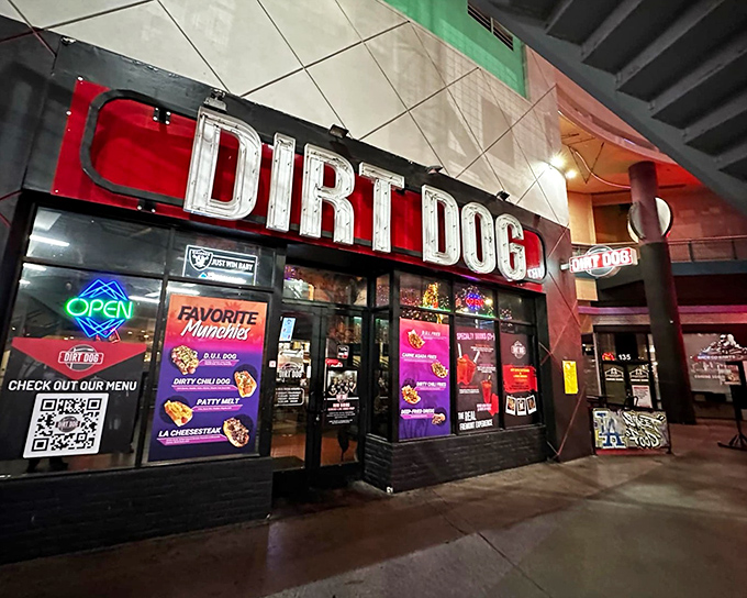 When the Fremont Street lights dim, this bold red beacon keeps the flavor party going strong.