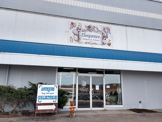That blue awning signals you've arrived at antique paradise. Step inside and prepare to lose track of time!