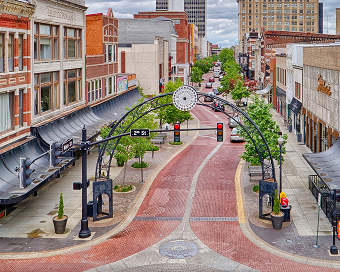 Downtown Evansville's brick-paved streets welcome you like an old friend who's secretly been working out.