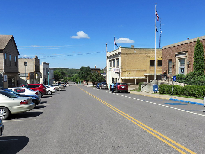 Historic brick buildings line Eveleth's main street, where time seems to slow down. A place where neighbors still wave from their cars.