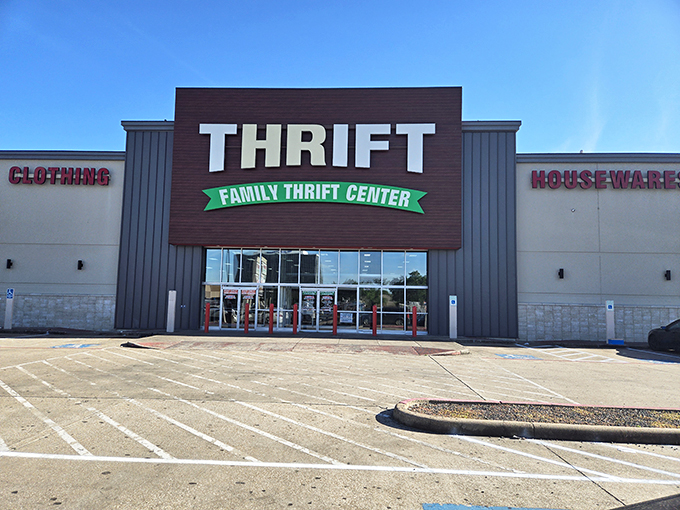 Morning light bathes the Family Thrift Center, a cathedral of secondhand wonders waiting to be discovered inside.