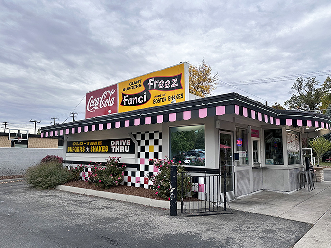 The outdoor seating area at Fanci Freez invites you to linger longer than you planned. One hot dog is never enough!